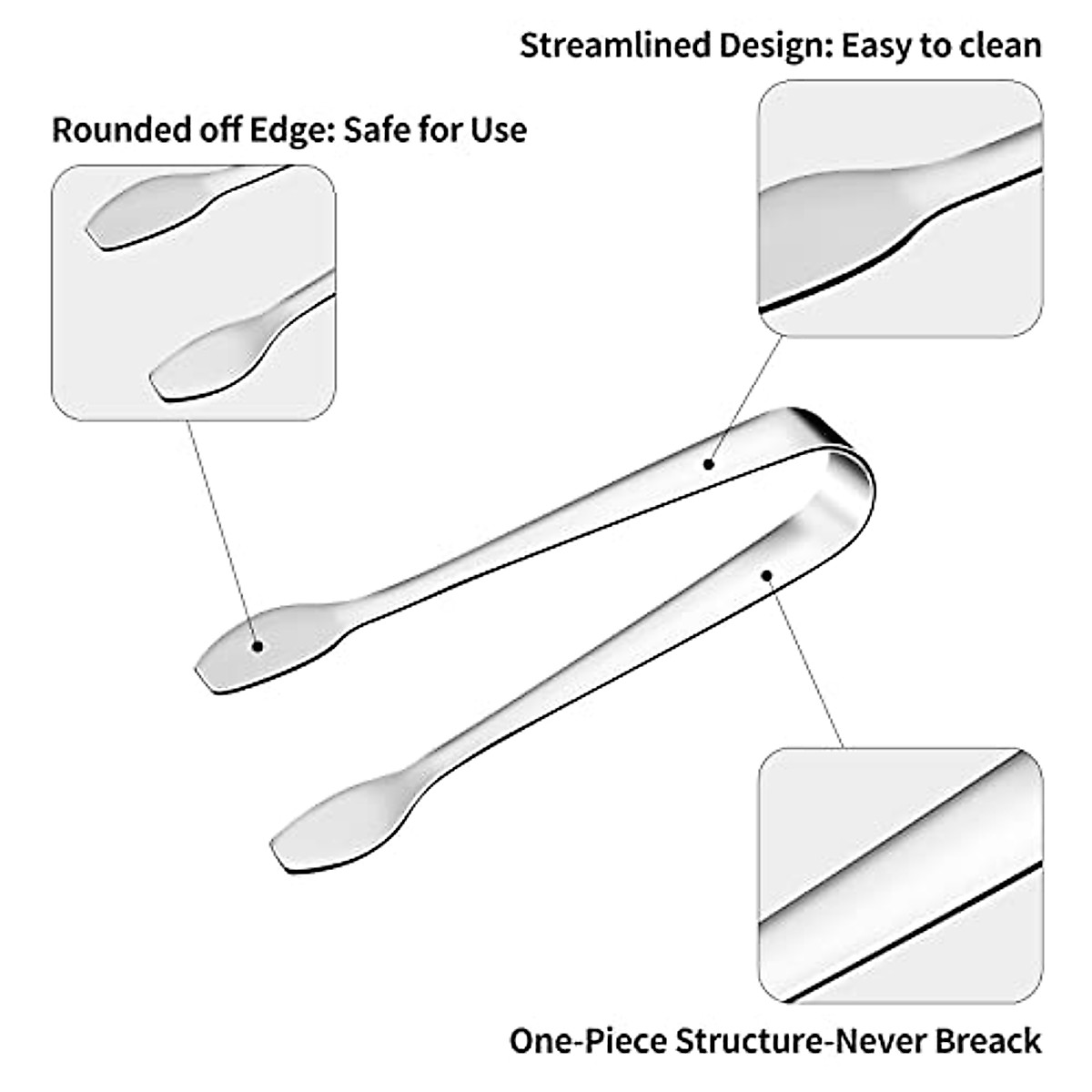 SOLEADER Mini Serving Tongs, Small Serving Utensils for Catering, Kitchen Tongs, Food-Grade Premium 304 Stainless Steel Tongs, Heavy Duty (4.5" Appetizer Tongs)