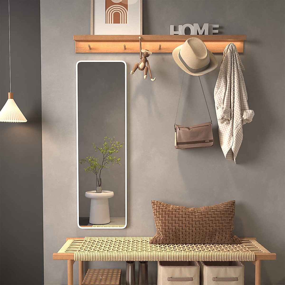 Giftgarden 14”x47” White Full Length Mirror Aluminum Frame, 47” Long Full-Mirror Tall Dressing Mirror, Wall Mounted or Hanging Over Door for Bedroom Bathroom Closet