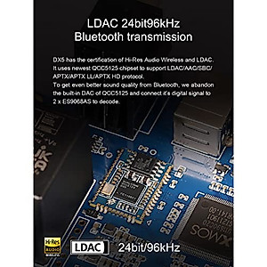 Topping DX5 MQA DAC Headphone Amp USB/Optical/Coaxial Full MQA Decoding DA Converter Bluetooth LDAC XLR/RCA Output 6.35mm/4-Pin XLR Headphone Output 1800mW×1800mW NFCA Headphone Amplifier (Grey)