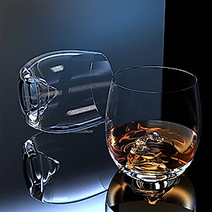 Amesser Whiskey Glasses Old Fashioned 12 - Ounce Set of 2, Lead·Free Handblown Crystal Whisky Tumbler for Bourbon, Scotch, Liquor, Irish, Vodka, Cognac, Snowy Mountains, Clear