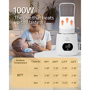 Babyaid Portable Bottle Warmer, Fast Heating Bottle Warmer with 4 Adapters, 4 Gears Temperature Smart Control Bottle Warmer, Cordless Trval Baby Bottle Warmer for Breastmilk or Formula, Pearl White