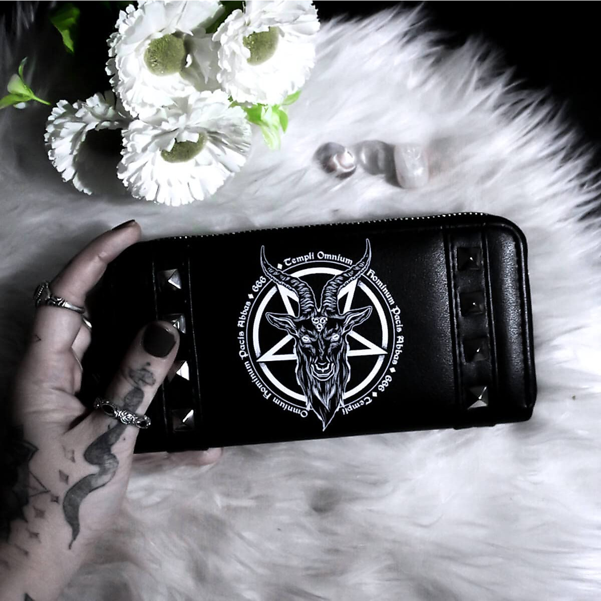Ro Rox Omnium Alternative Goth 666 Baphomet Pentagram Faux Leather Wallet Purse