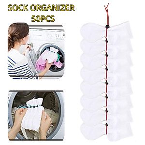 Awsxuoor 50Pcs Sock Clips for Laundry - Amazing Sock Clip for Washing Socks -Your Socks Laundry Sock Holder Sock Tie Clips Sock Organizer for Washing Machine and Dryer with The Sock Laundry Organizer