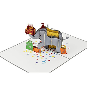 Teabug Cards Elephant Pop Up Card, Kid Birthday Card, Party Celebration Greeting Card