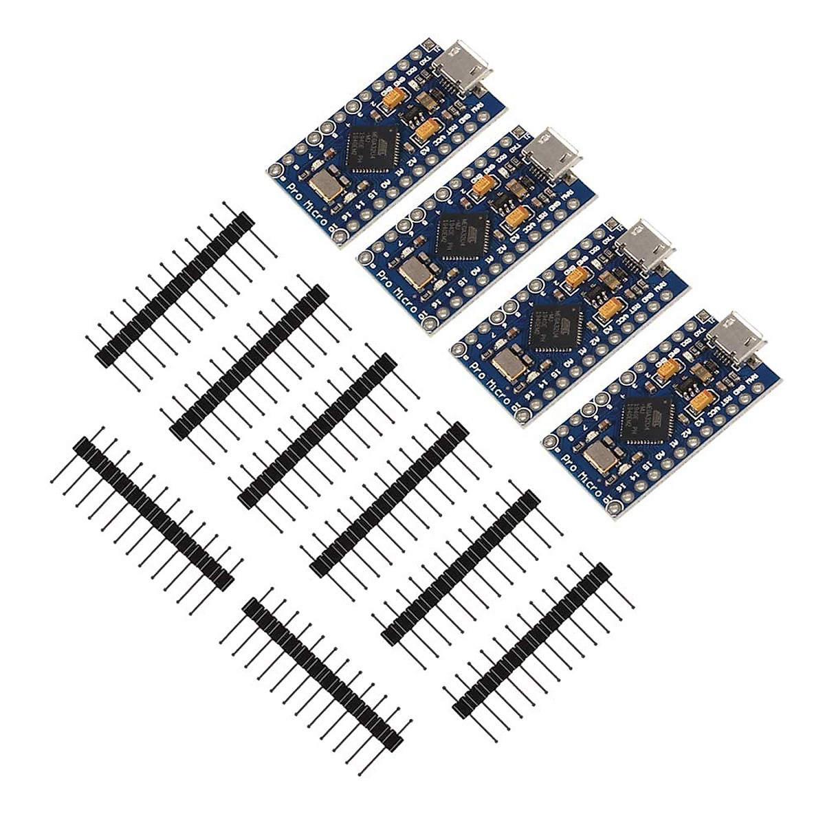 AITRIP 4PCS Pro Micro Atmega32U4 5V 16MHz Bootloadered IDE Micro USB Pro Micro Development Board Microcontroller Compatible with Pro Micro Serial Connection with Pin Header