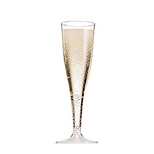 Munfix 50 Plastic Champagne Flutes 5 Oz Clear Plastic Toasting Glasses Disposable Wedding Party Cocktail Cups