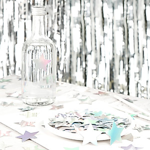 Iridescent Disco-Holographic Party-Decorations Star Confetti - 300pcs Euphoria Rainbow Silver Wedding Birthday Dining Table Centerpiece,Baby Bridal Shower Christmas Decor Lasting Surprise