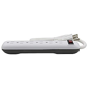 Prime Wire & Cable PB801118 6-Outlet Power Strip with 14-3 SJT 1.5-Feet Cord, White