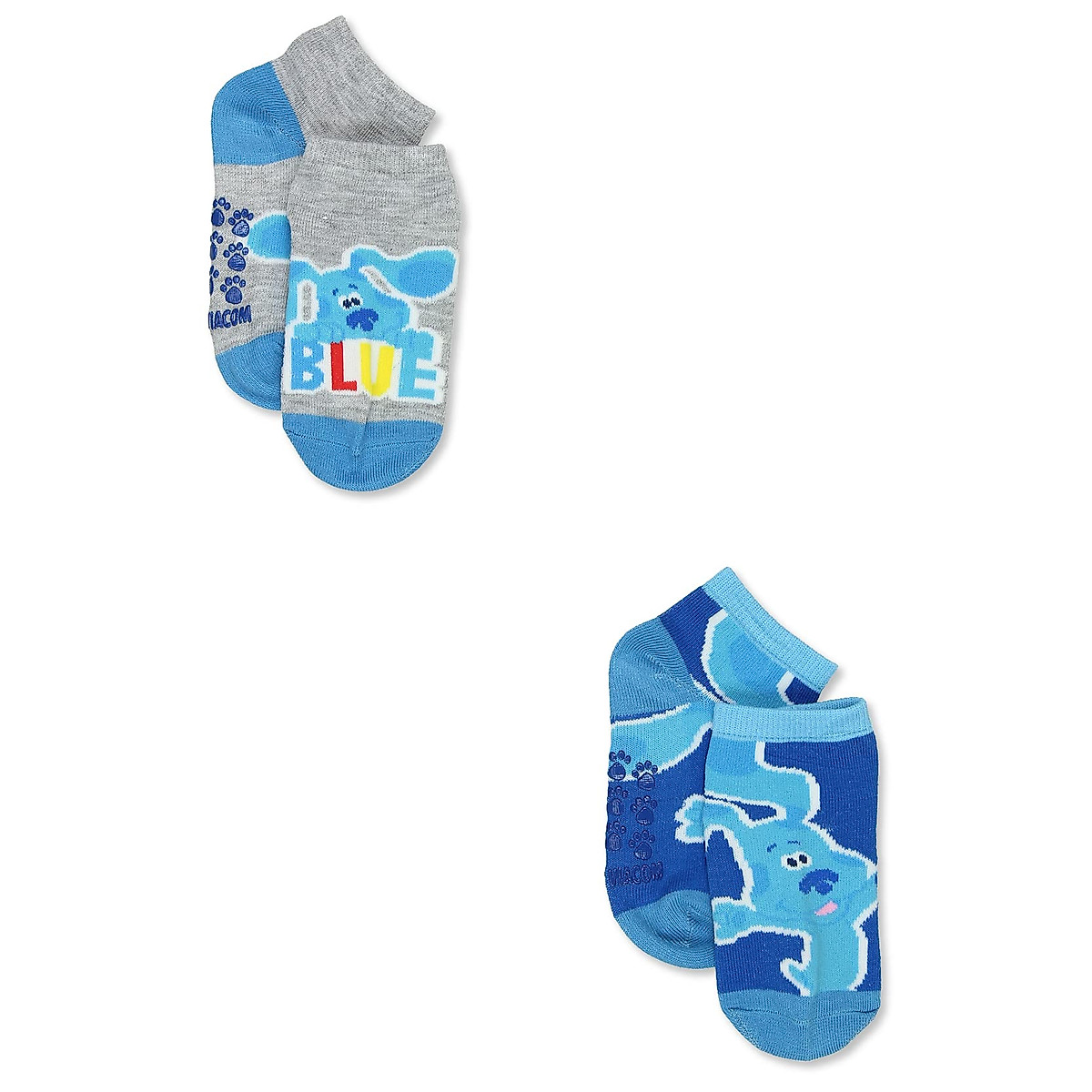 Nickelodeon Blueâ€™s Clues & You Boyâ€™s Toddler 6 Pack Quarter Gripper Socks (Small (4-6), Grey)