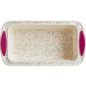 Trudeau Structure Loaf Pan Silicone Bakeware, Medium, White Confetti