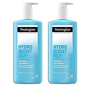 Neutrogena Hydro Boost Body Gel Cream, Hydrating Body Lotion with Hyaluronic Acid for Sensitive Skin, Fragrance-Free Hyaluronic Acid Moisturizer, 16 OZ (Pack of 2)