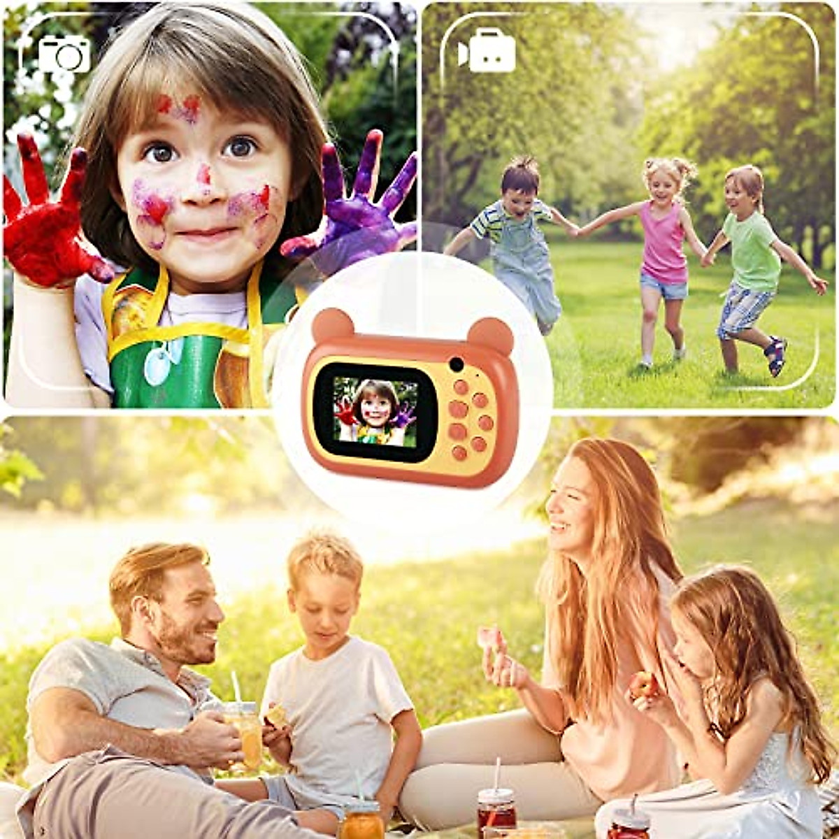 Instant Print Camera for Kids - Updgrade Selfie Kids Camera with Zero Ink | Dual Lens | 1080P HD | 2.4 Inch | 1000 mAh | 3 Rolls Print Paper Camera for Girls Boys Age 3-12 Birthday