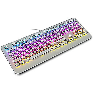 MUMUJJ Wired Retro Mechanical Gaming Keyboard, 18 Backlight Effect, Full Key 108 Keys Keypad for Office Typing and Gaming