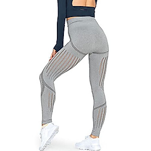 Redqenting High Waisted Seamless Leggings for Women Tummy Control, Squat Proof Workout Yoga Pants Gray