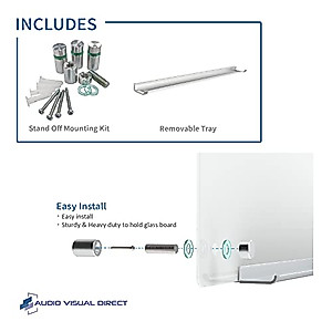 Audio-Visual Direct Frosted Glass Dry-Erase Board Set - 2' x 1.5' - Includes Hardware & Marker Tray (Non-Magnetic)