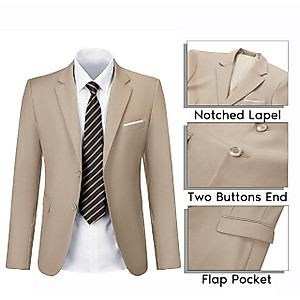 Men's Suit Jacket Casual Sport Coats Lightweight Party Champagne Slim Fit Blazer Groomsmen Coat Two Button Tuxedo Suits L