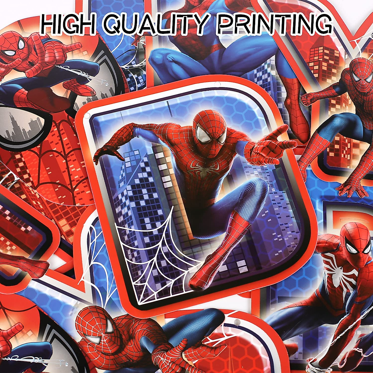 Cartoon Happy Birthday Banner Kawaii Birthday Party Decorations for Girls Boys Kids Teens Colorful Birthday Banners Cute Superhero Theme Happy Birthday Party Supplies