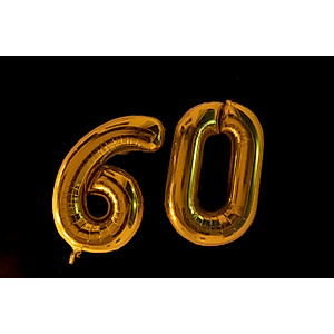 [10] 16" Number Gold Foil Balloons 0-9 set, Mylar Aluminum Hanging Numbers for Graduation Birthday Party Decorations Christmas New Year eve (10 Pcs)