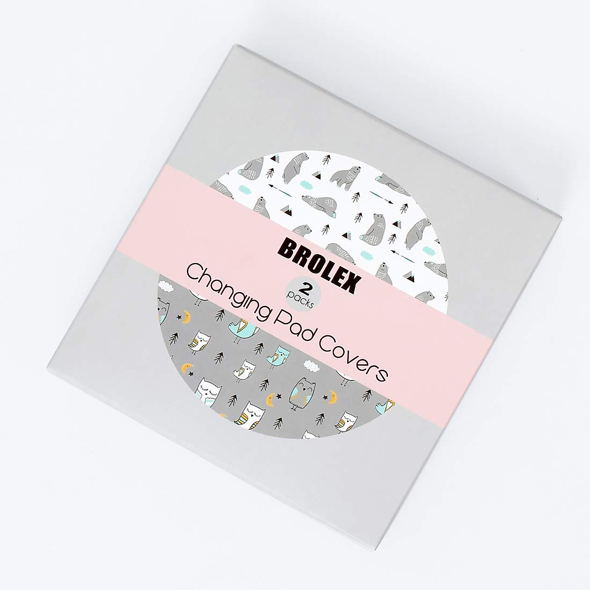 Stretchy Changing Pad Covers BROLEX Carddle Sheet Set for Baby Boys Girls,2 Pack Jersey Knit,Owl & Bear