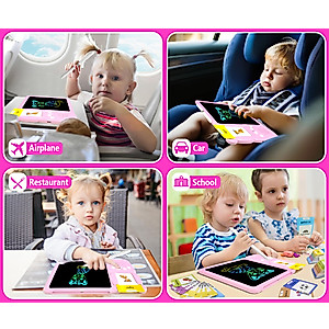 Rylai Toddler Toys Drawing Tablet with Talking Flash Card, Drop Resistant LCD Writing Tablet,510 Sight Words Pocket Speech Audible Flashcards, Learning & Education Toys for 2,3,4,5,6 Years Old Pink