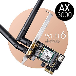 Cudy New AX3000 Wireless WiFi 6 PCIe Card for PC, Bluetooth 5.2, AX200, 3000Mbps WiFi 6 Speed, Bluetooth 5.2/5/4.2/4.0, 802.11ax/ac/a/b/g/n, Windows 11, 10, WE3000 V2