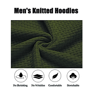 COOFANDY Men Fashion Hoodie Slim Fit Long Sleeve Polo Pullover Casaul Sweatshirt Army Green