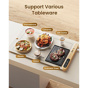 LOOHOI Food Warming Mat,Full Surface Heating Electric Warming Tray with 6 Temperature Settings & Fast Heating, Silicone Roll Up Food Heating Mat Food Warmers for Parties Gatherings Everyday Use