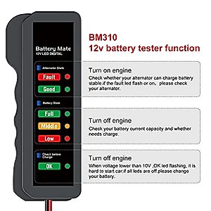 12V Car Battery Tester and Alternator Tester, Automotive Load Tester Indicator, 12 Volt Auto Check for Automobile