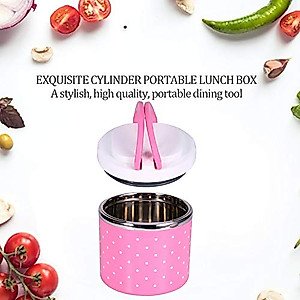 Insulated Lunch Box, 600ml Thermal Thermos Lunch Box Insulation Hot Food Container, Stainless Steel, Storage Lunch, Container, Canteen, Double Walled, Portable Food Bowl (Pink)