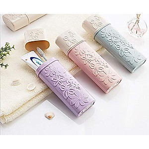 1PC Plastic Portable Toothbrush Toothpaste Storage Box Multifunction Waterproof Wash Gargle Cup Case Holder Container for Travel Outdoors Business Trips Home School (Purple)