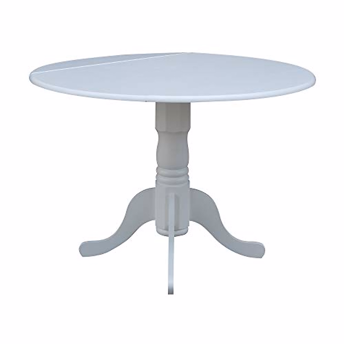 IC International Concepts, 42" Round Dual Drop Leaf Pedestal Dining Table, Solid Real Wood, Sturdy Parawood, White