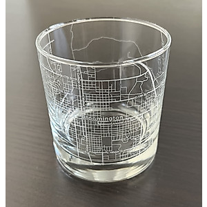 Rocks Whiskey Old Fashioned 11oz Glass Urban City Map Bloomington Indiana
