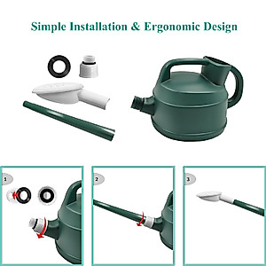 1 Gallon Watering Can for Outdoor Plants, Watering Can Indoor Plants with Removable Long Spout and Sprinkler Head, Plastic Large Watering Can for Garden Flowers Vegetables