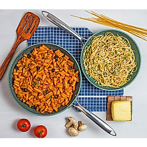 WaxonWare Induction Nonstick Frying Pan Set PFOA Free, Green, 9.5 & 11 Inch Non Stick Skillets, Metal Utensil Safe Emerald Series