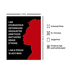 Proud Black Man Poster - 8x10 African American Motivational Wall Art - Black Wall Art - Black Pride Room Decor - Gift for Men, Boys, Teens Bedroom, Classroom, Living Room, Home, Apartment, Dorm