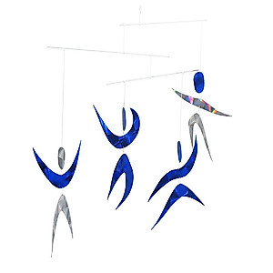 Four Classic Montessori Visual Mobiles, Munari (with Plastic Ball), Octahedron, Gobbi, Dancers, Optional Gobbi Colors, Blue, Green, Pink (4 Mobiles with Green Gobbi)