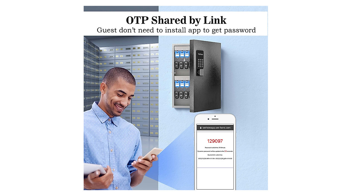 32 Key Cabinet Organizer,Metal Key Lock Box Wall Mount use OTP ...