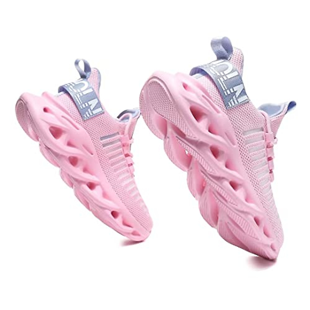 Jakcuz Slip on Sneakers for Women Running Athletic Sports Fitness Cushioning Tennis Shoes Pink Blue Shoes Women Gym Shoes Size 10.5