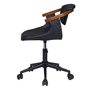 npd furniture and more Darwin PU Bamboo Office Chair, Black/Walnut