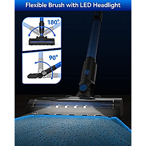 DEVOAC Cordless Vacuum Cleaner, 6 in 1 Stick Vacuum Cleaner with Powerful Suction, Lightweight Vacuum Cleaner with Rechargeable Battery, Convenient Handheld Vacuum for Carpet Hard Floor Pet Hair Home