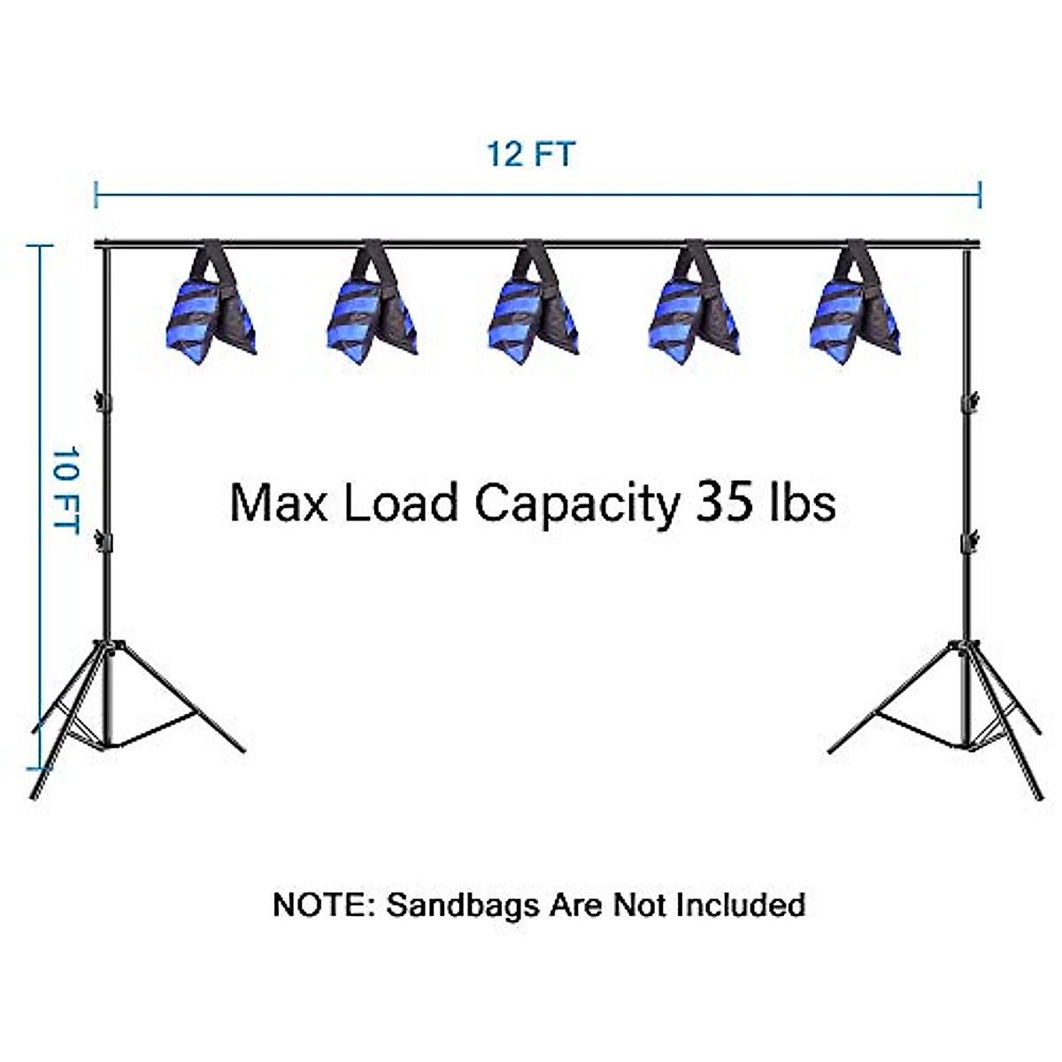EMART Photo Video Studio Backdrop Stand, 10 x 12ft Heavy Duty Adjustable Photography Muslin Background Support System Kit