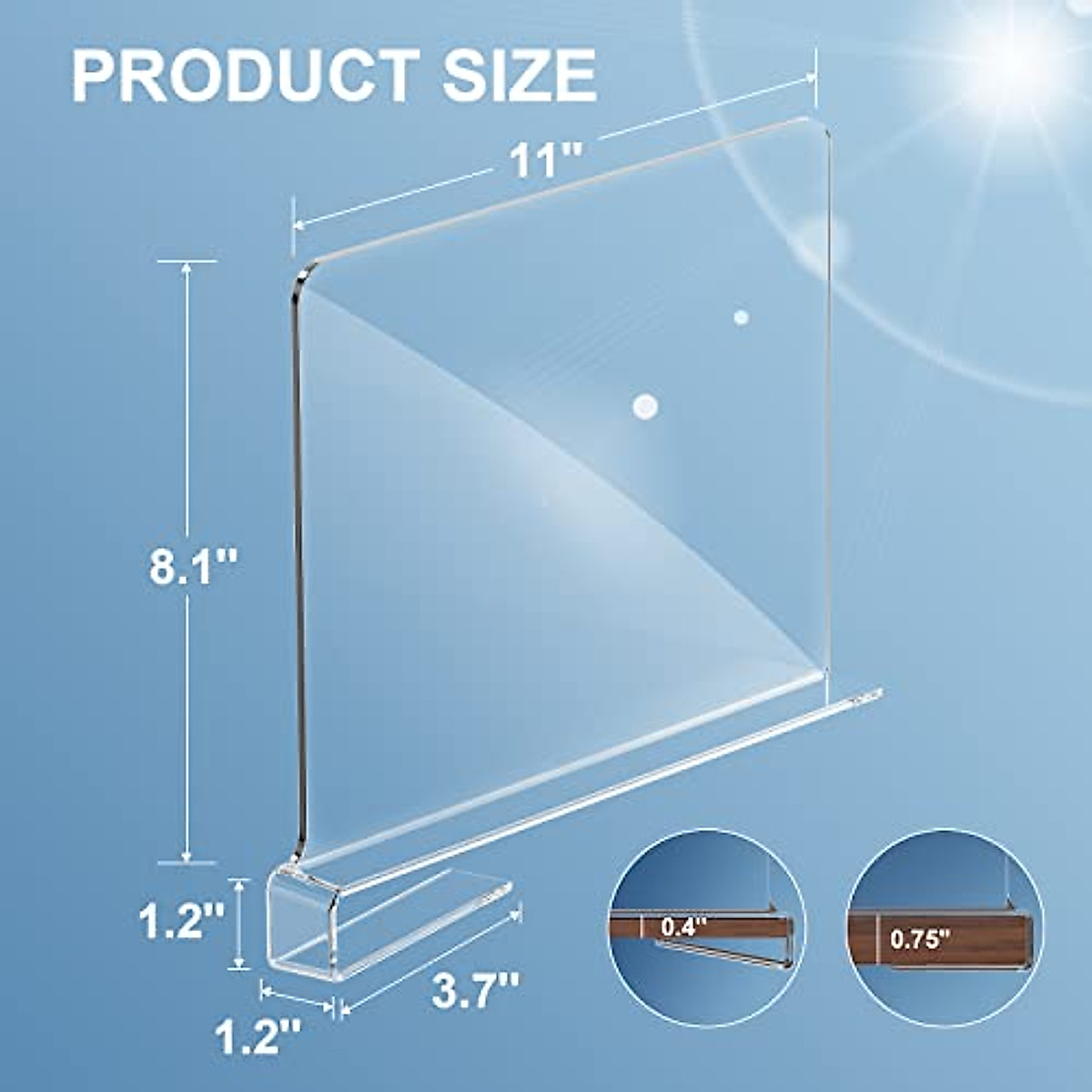 GOFI Closet Dividers for Shelves - 8 PCS Clear Acrylic Shelf Dividers for Closet Organization, Shelf Separators for Clothes Purses Towels Linen Books in Bedroom Kitchen Cabinets Office Bookshelf