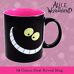 Silver Buffalo Disney Alice in Wonderland Cheshire Cat Curiouser and Curiouser Heat Reveal Ceramic Mug, 20 Ounces