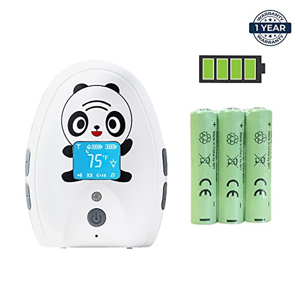 TimeFlys Audio Baby Monitor Twin Mustang Panda,Two-Way Talk,Long Range up to 1000 ft, Rechargeable Battery,Temperature Monitoring and Warning,Lullabies,Vibration,LCD Display,Night Light