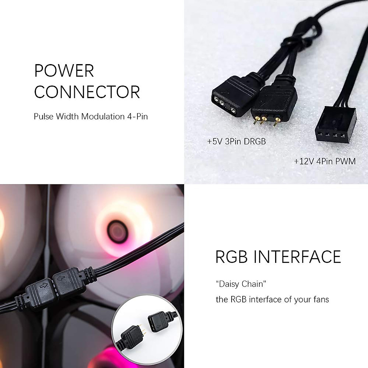 Bitspower Notos 120mm Case Fan, DRGB Computer Fan PWM PC Cooling Fan LED High Airflow 5V 3-pin Addressable RGB 1800 RPM (1 Pack)