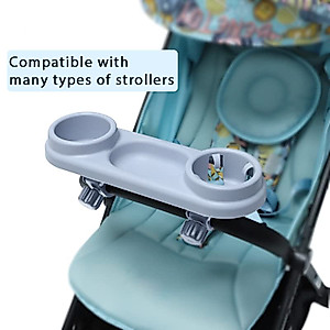 TOLASTO Universal Stroller Snack Tray,Snack Tray for Stroller, Compatible with a Variety of Stroller handrails, ABS Material, Flexible Adjustment of The Installation((Grey)
