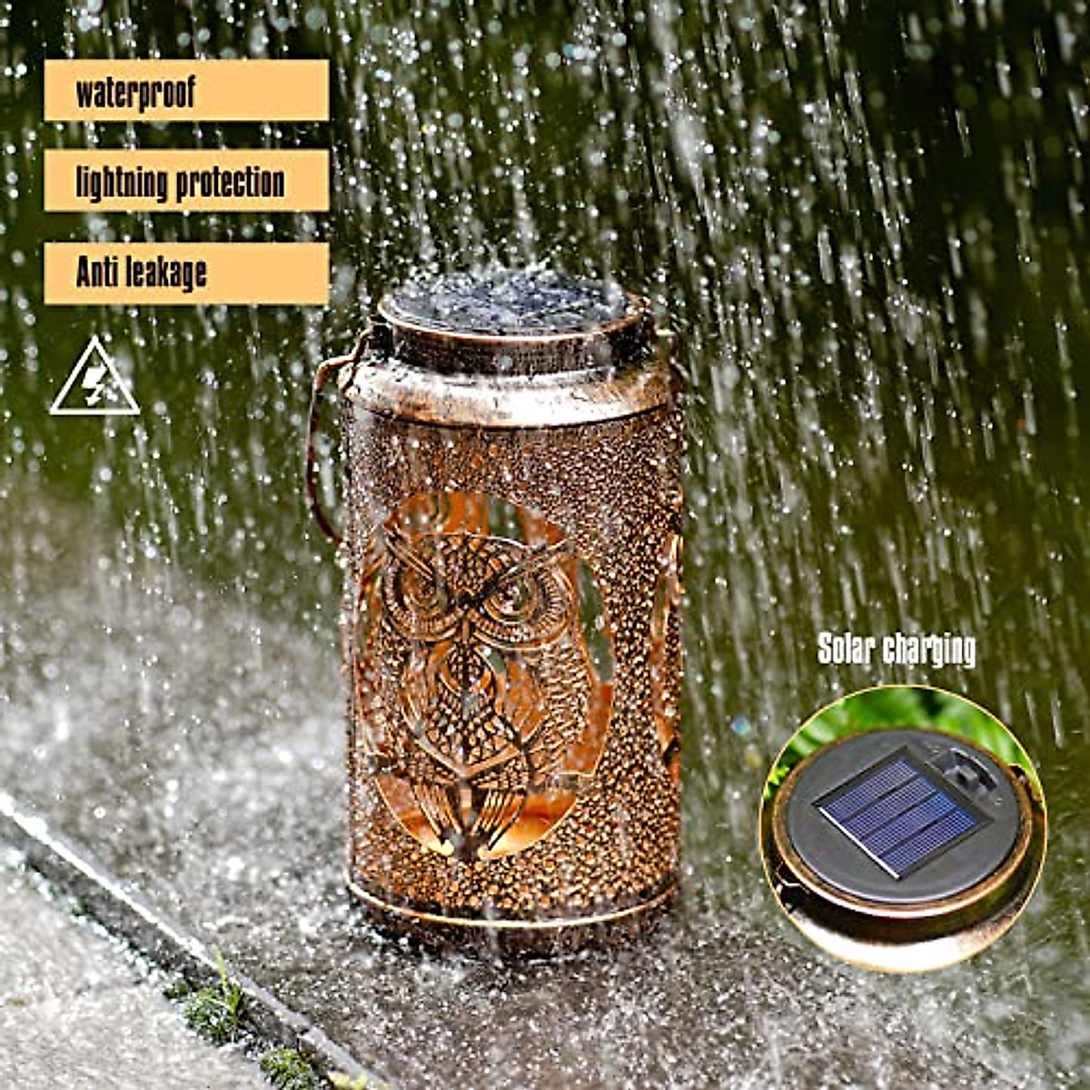 Solar Metal Outdoor Lanterns Hanging Solar Owl Lights Waterproof Solar Powered Garden Decor LED Outside Yard Patio Decorations