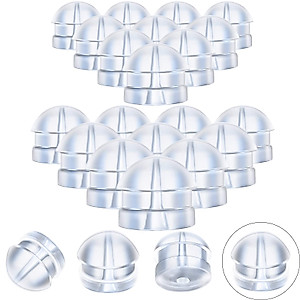 100 Pieces Clear Earring Backs Hamburger Shaped Earring Safety Backs Secure Locking Earring Backs Silicone Earring Backs Stopper for Jewelry Accessories Supplies, 2 Sizes