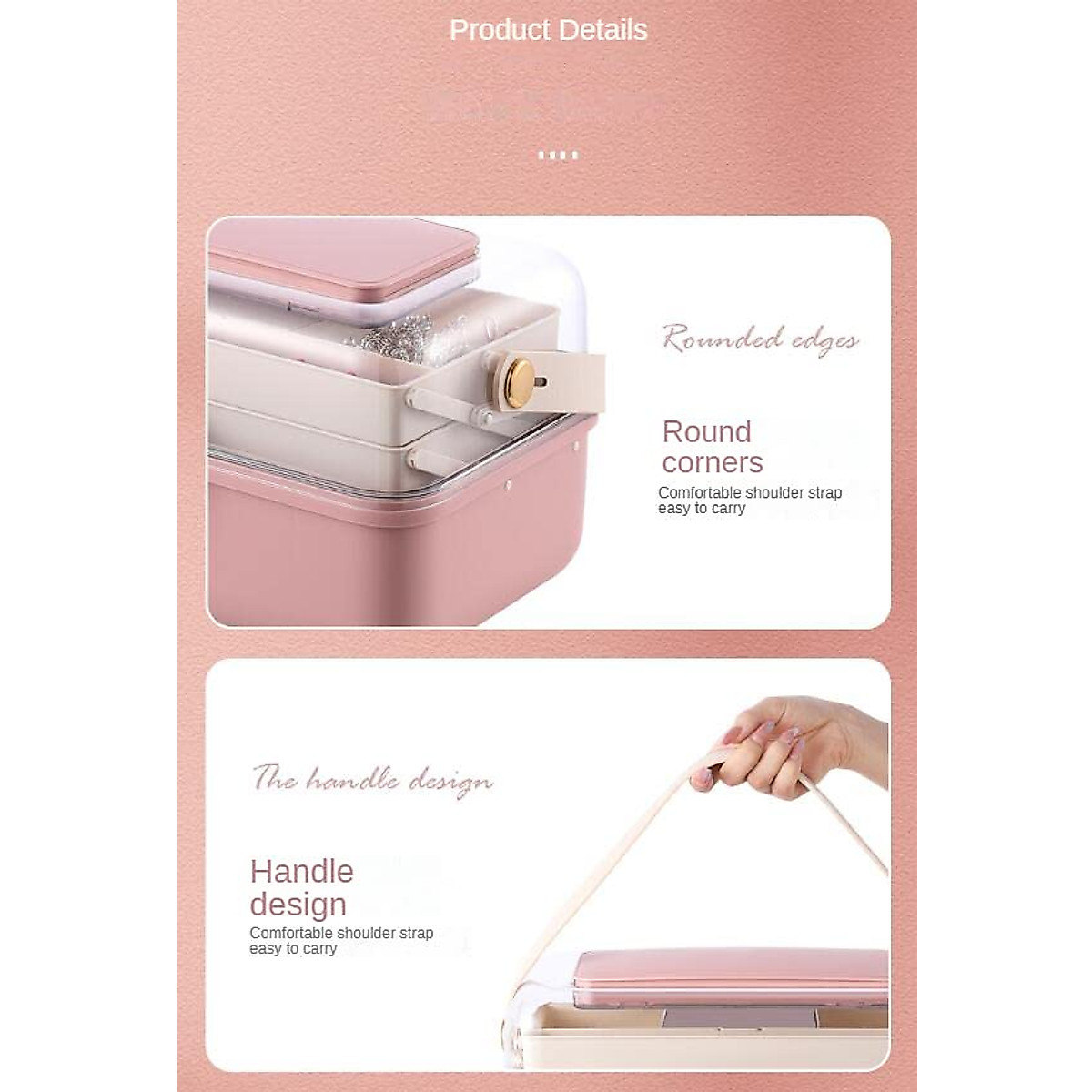 Genérico Organizer Box, Multipurpose Organizer, plastic box to organize, with mirror, 2 layers to organize, all kinds of accessories. (Pink) BBC252501BC