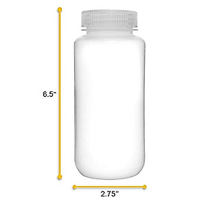 EISCO Reagent Bottle, 500ml - Wide Mouth with Screw Cap - Polypropylene - Translucent